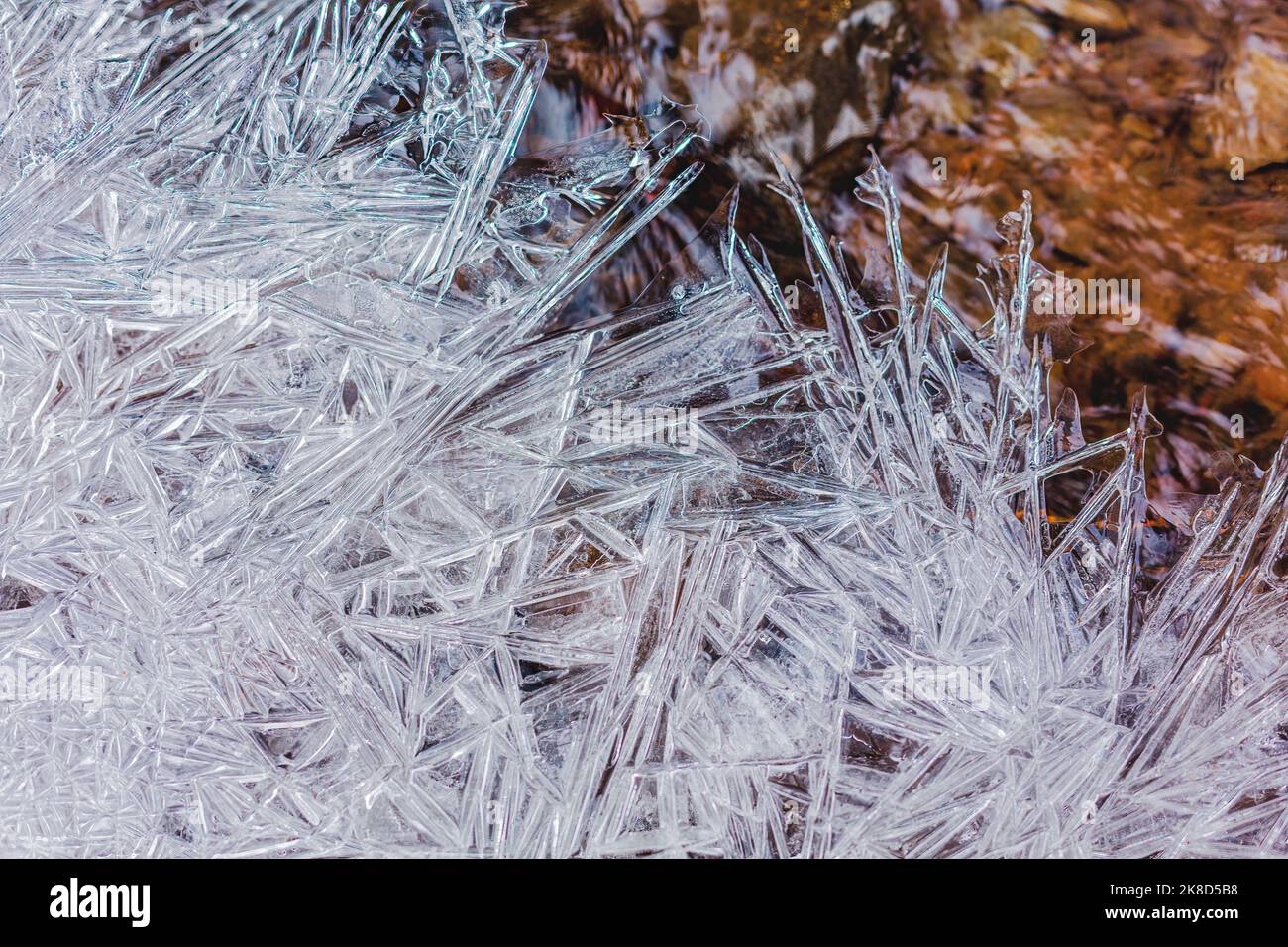 An intricate pattern of ice formed along this creek in the White ...