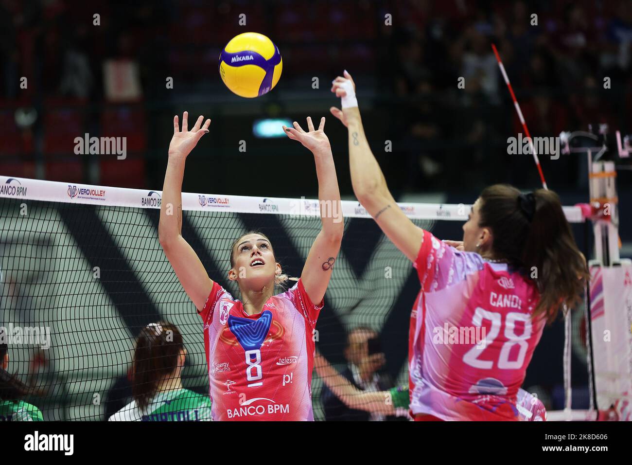 8 ALESSIA ORRO and 28 SONIA CANDI (Vero Volley Milano) during Vero ...