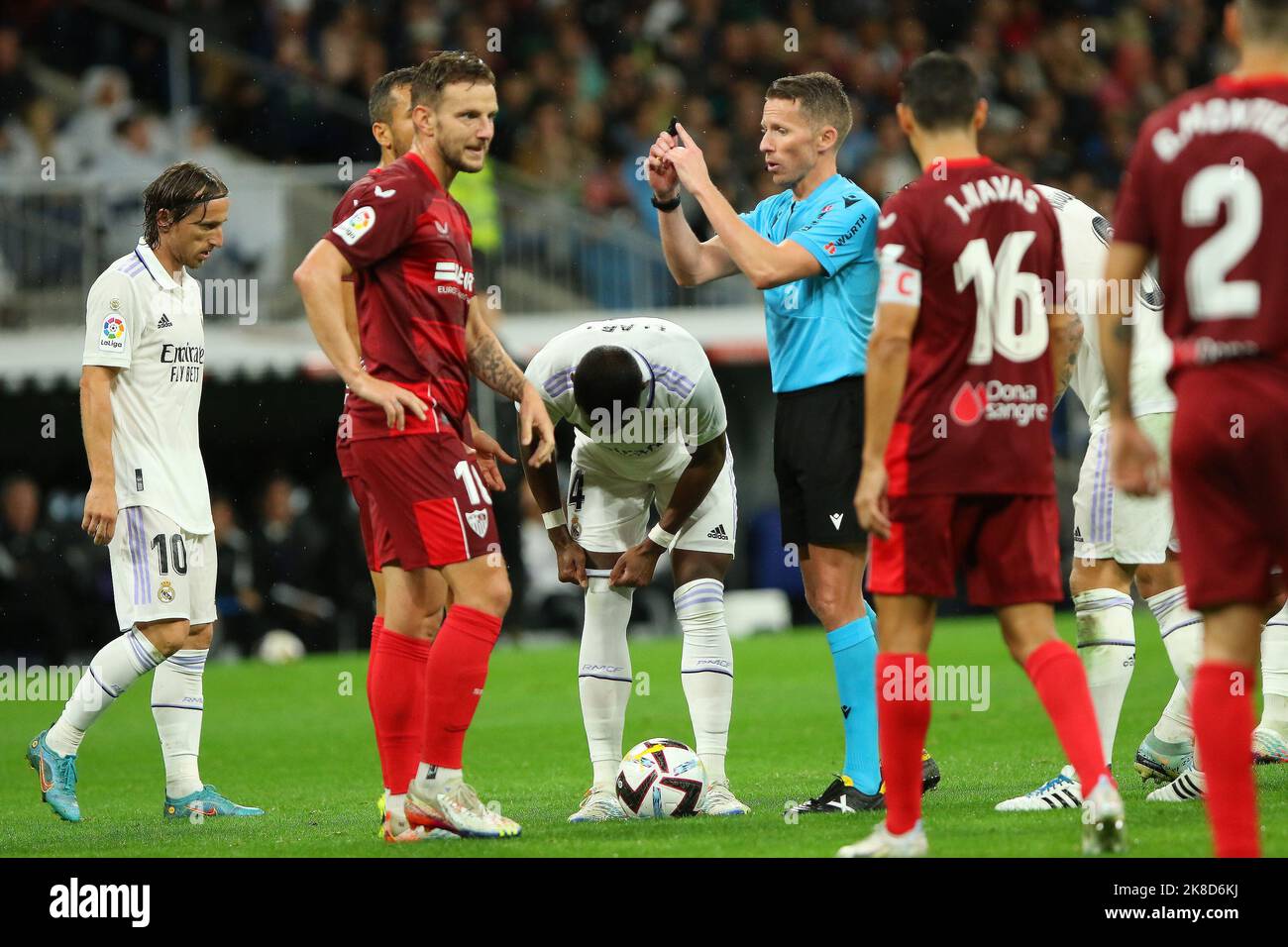 Sevilla´s Ivan Rakiti?? (L) and Referee in action during La Liga Match ...