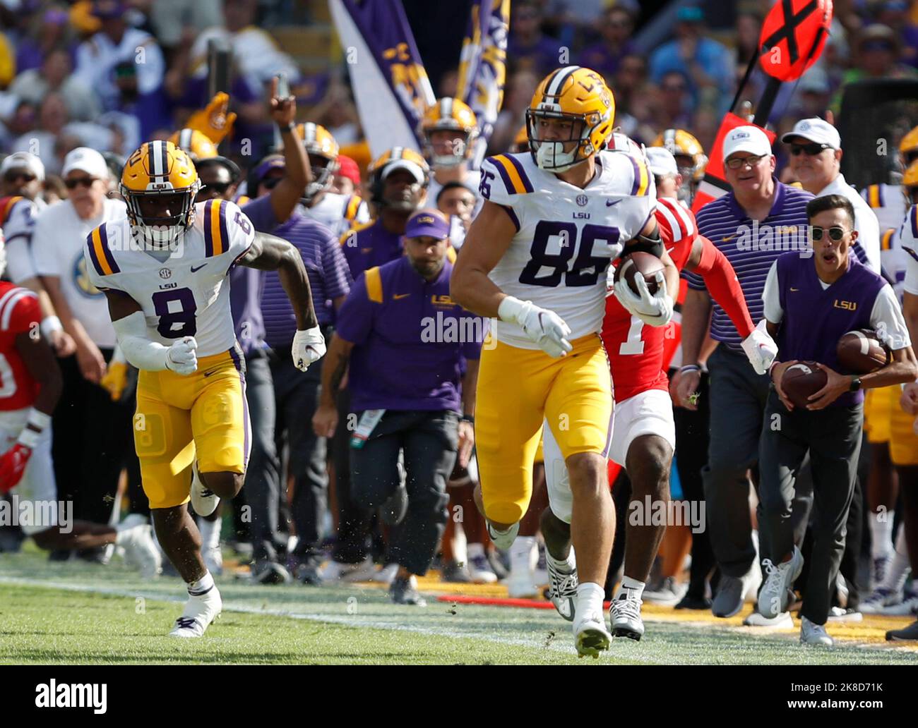 LSU Tigers tight end Mason Taylor (86) gets some yards after the catch ...