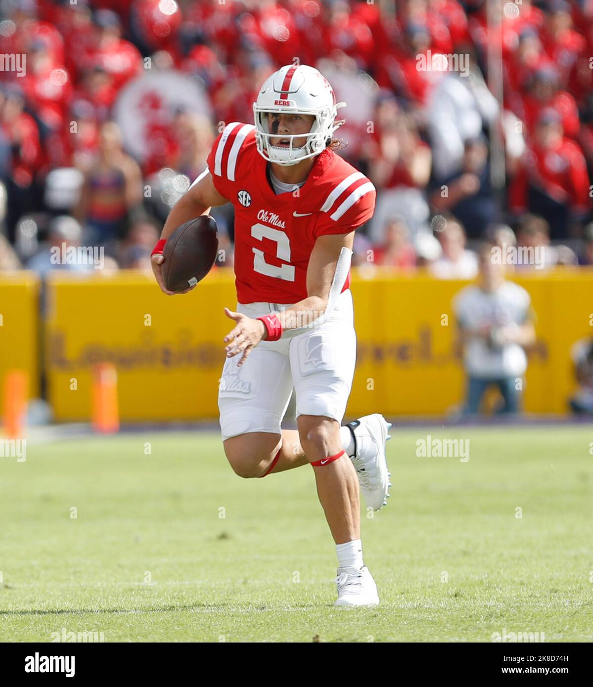 Baton Rouge, USA. 22nd Oct, 2022. Ole Miss quarterback Jaxson Dart (2 ...