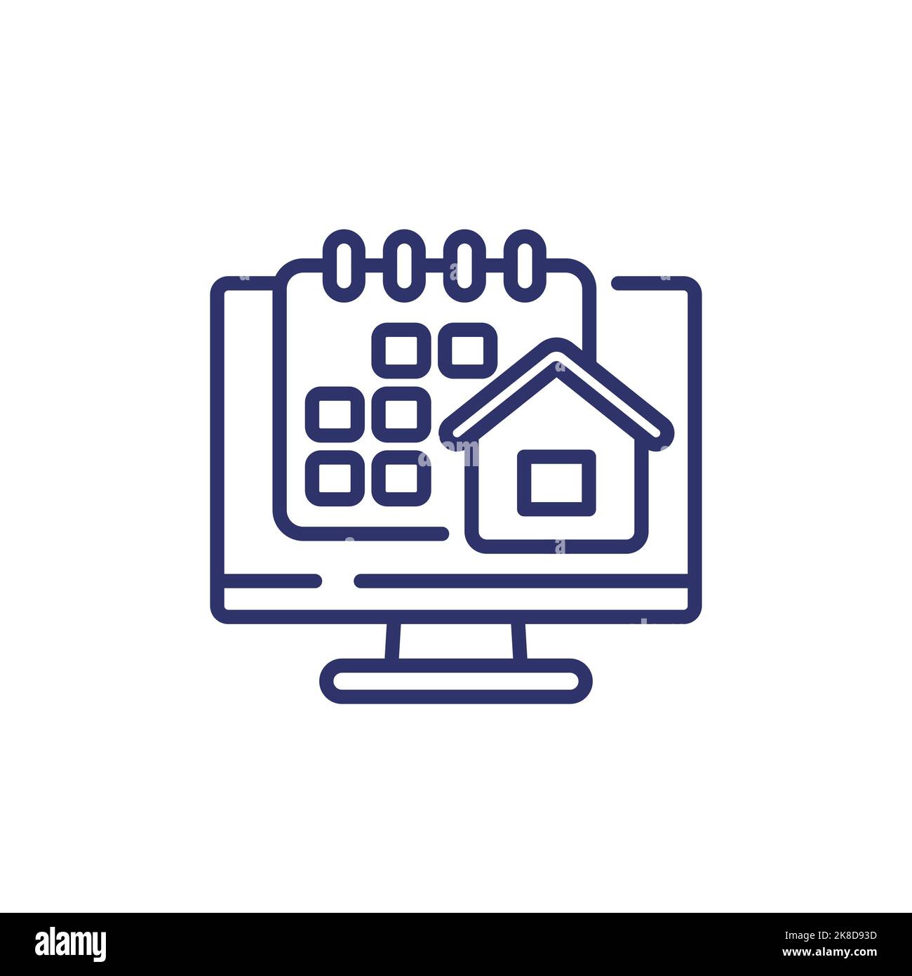 house and calendar, online booking line icon Stock Vector Image & Art ...