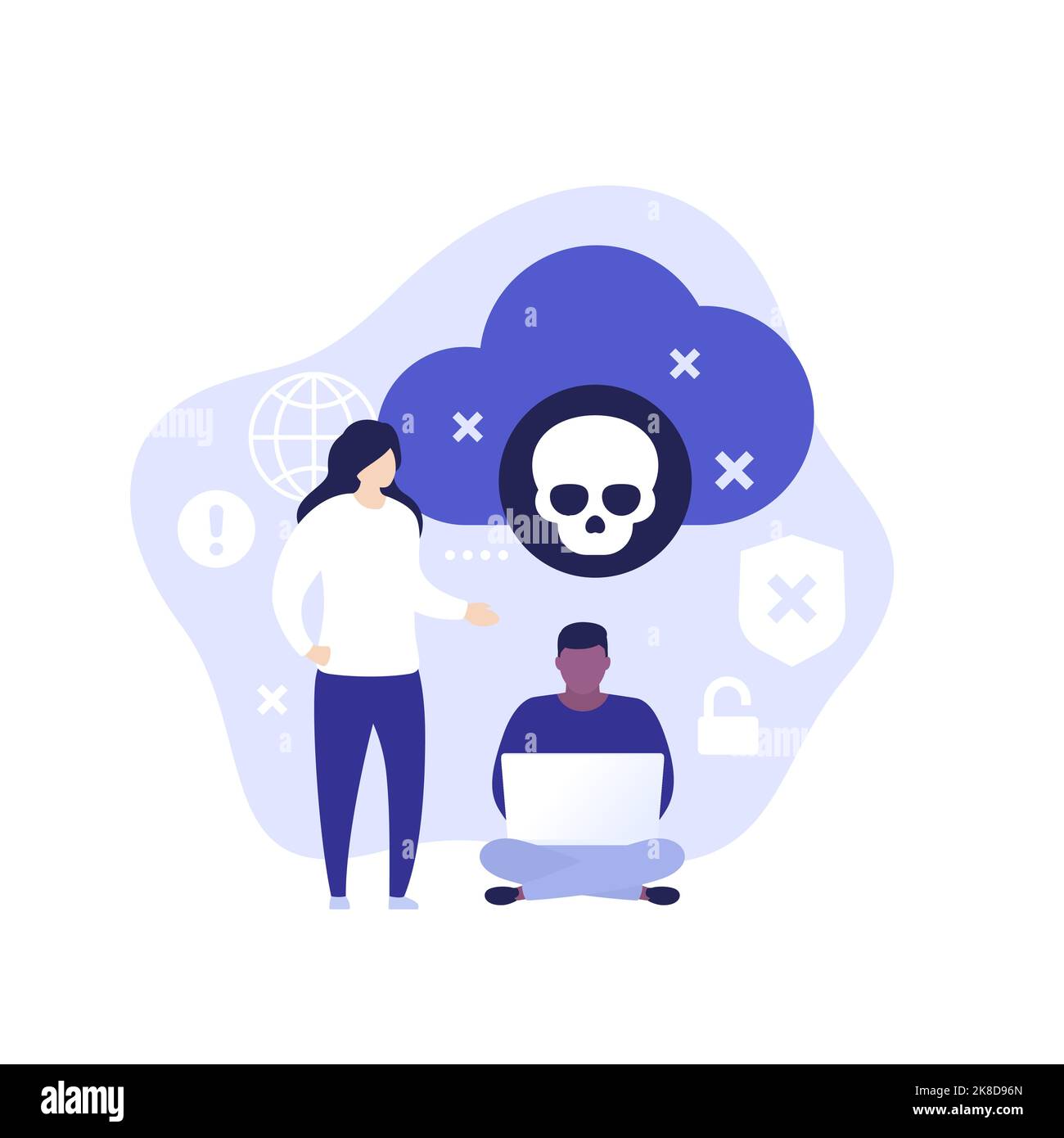 malware in cloud vector illustration with people Stock Vector Image ...