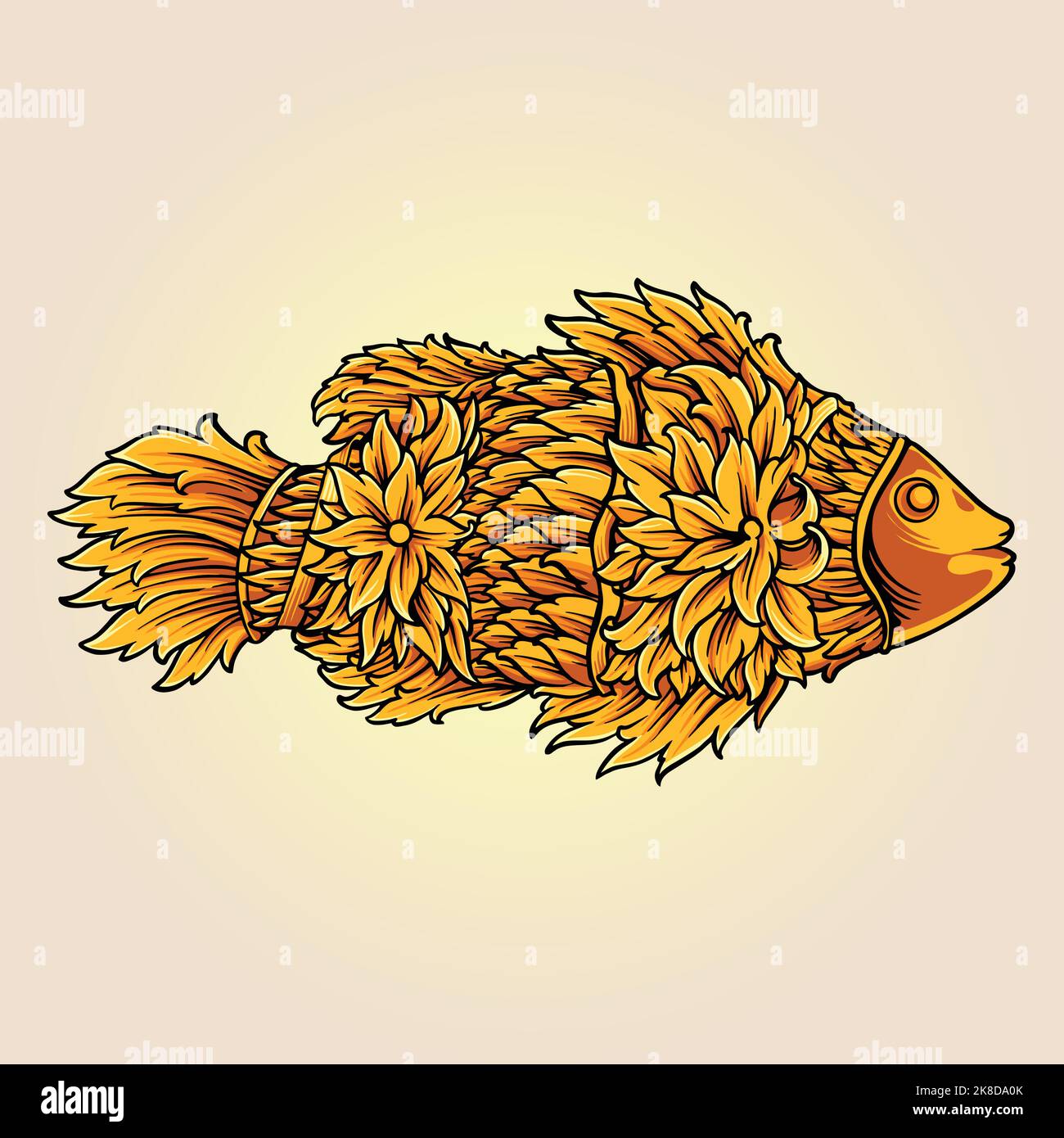 Classic elegant fish ornament illustration vector illustrations for ...