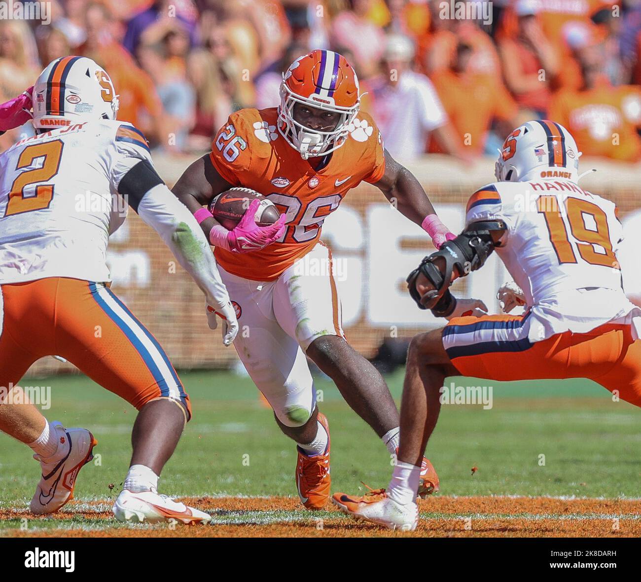 Clemson, SC, USA. 22nd Oct, 2022. Clemson's Phil Mafah #26 begins a run ...