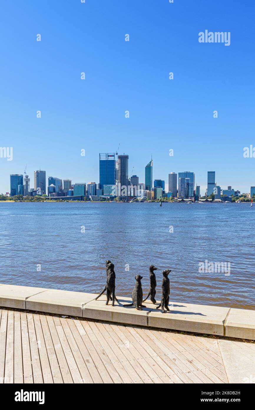 The South Perth foreshore with views of the City of Perth overlooking ...
