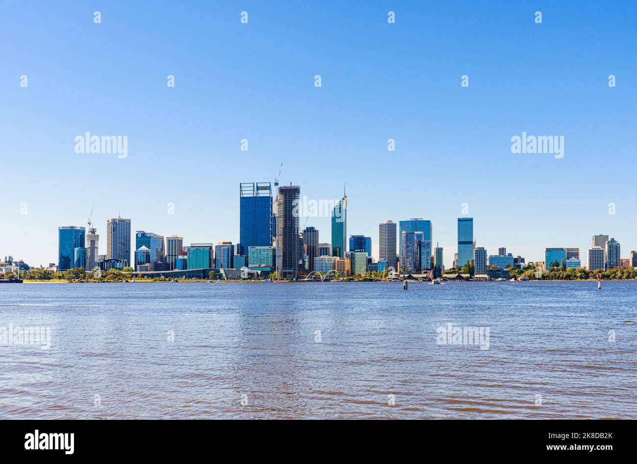 Perth city skyline views across the Swan River, Perth, Western ...