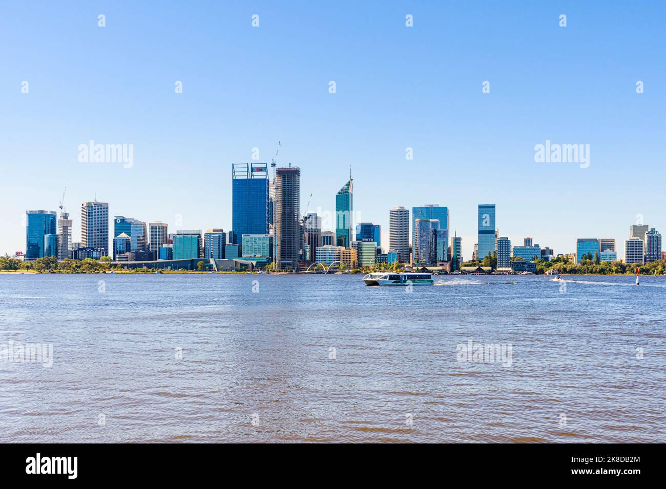 Perth city skyline views across the Swan River, Perth, Western ...