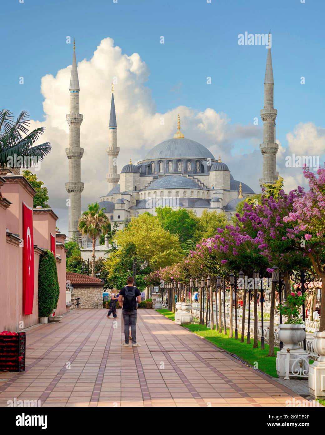 Blue Mosque, or Sultan Ahmet Mosque at crowded Sultan Ahmed square, in ...