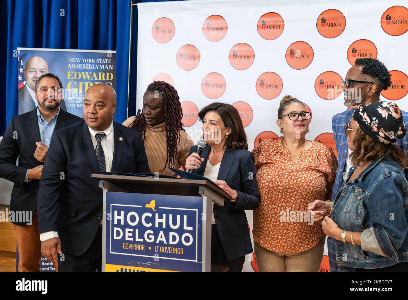 Governor Kathy Hochul with local officials and husband William Hochul ...