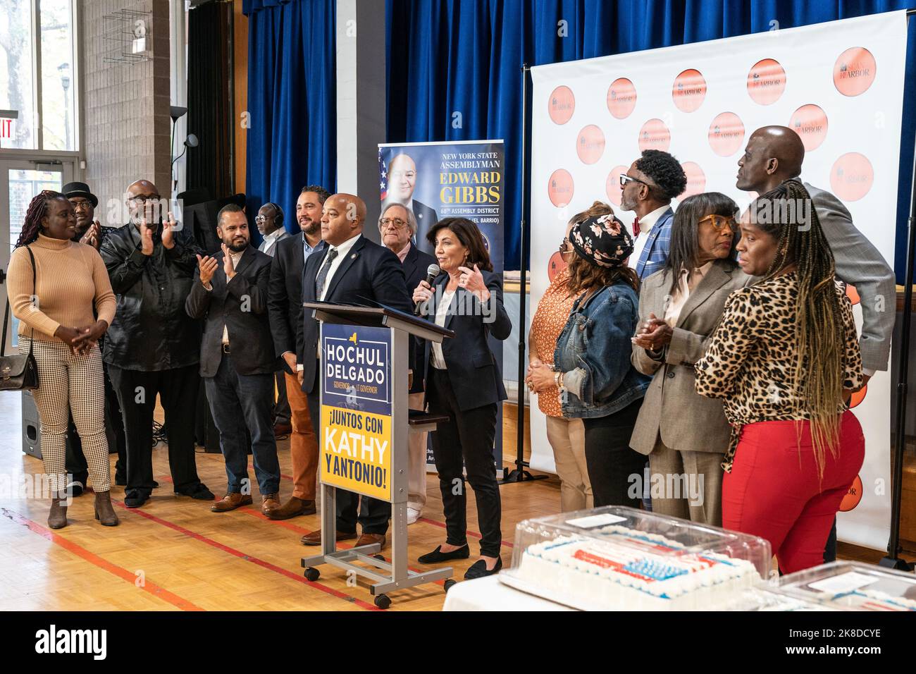 Governor Kathy Hochul with local officials and husband William Hochul ...