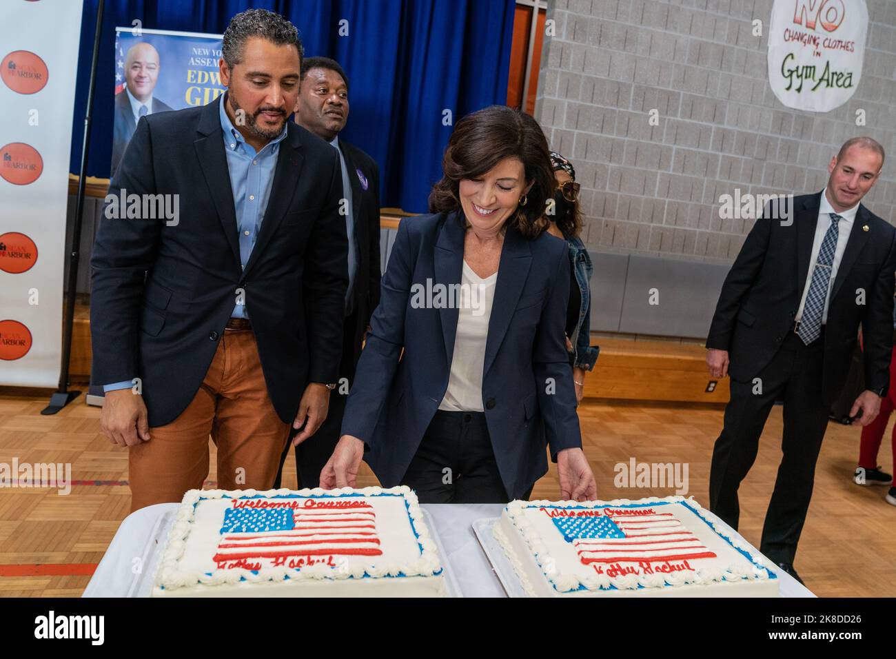 Governor Kathy Hochul with local officials and husband William Hochul ...