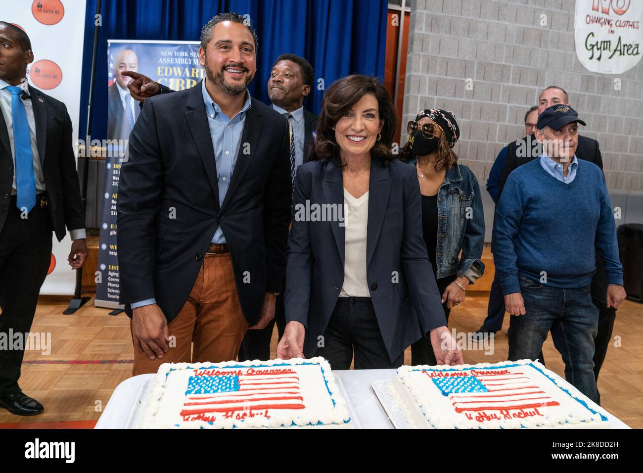 Governor Kathy Hochul with local officials and husband William Hochul ...