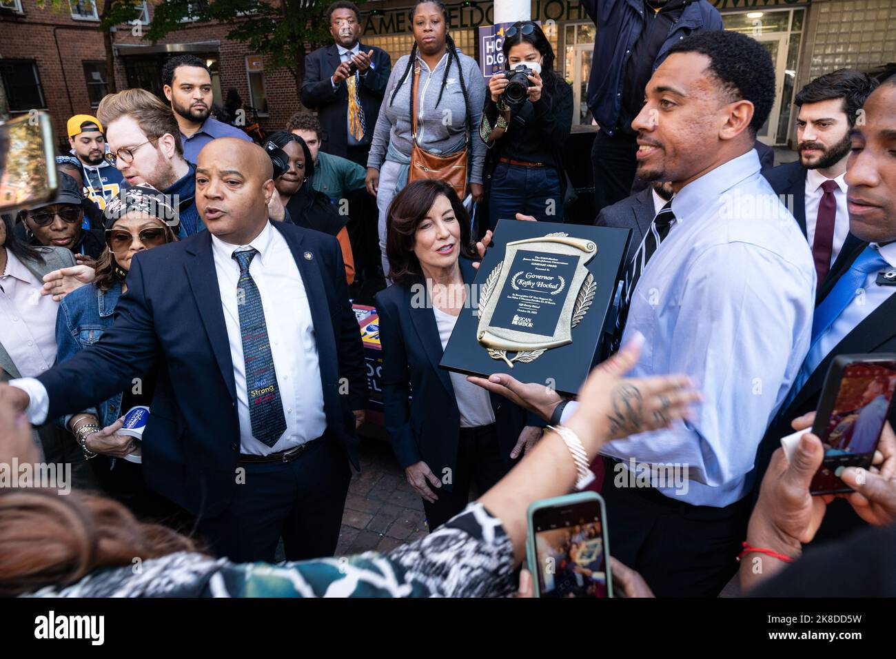 Governor Kathy Hochul with local officials and husband William Hochul ...