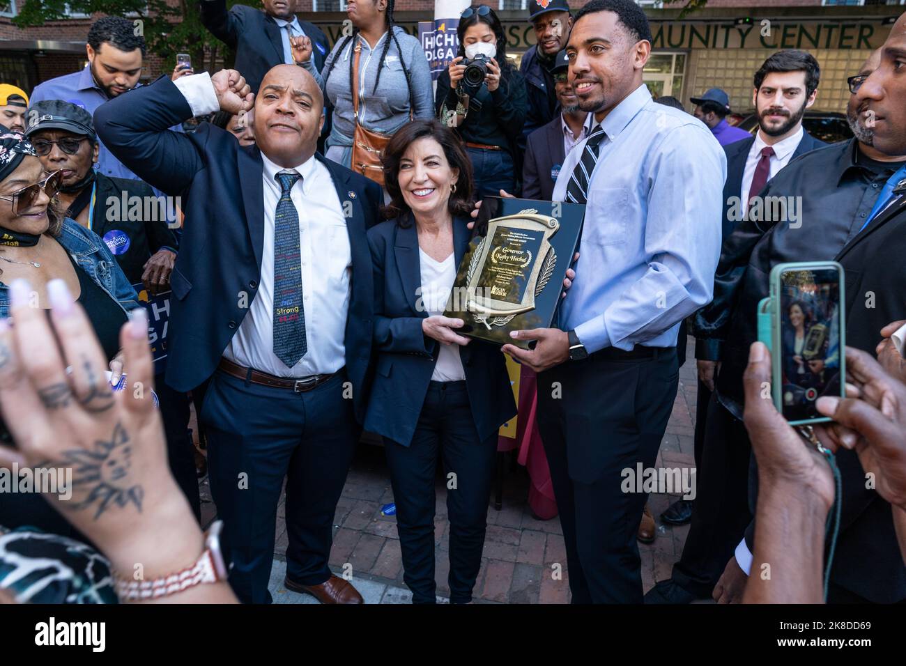Governor Kathy Hochul with local officials and husband William Hochul ...