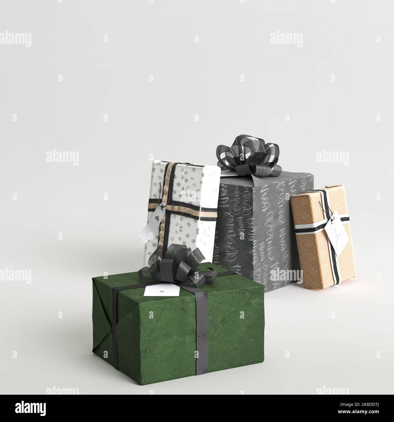3d illustration of many gift boxes about christmas day isolated on ...