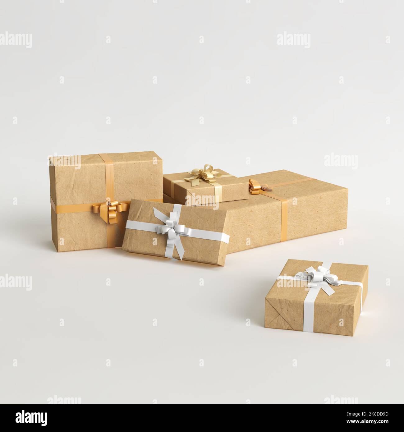 3d illustration of many gift boxes about christmas day isolated on ...