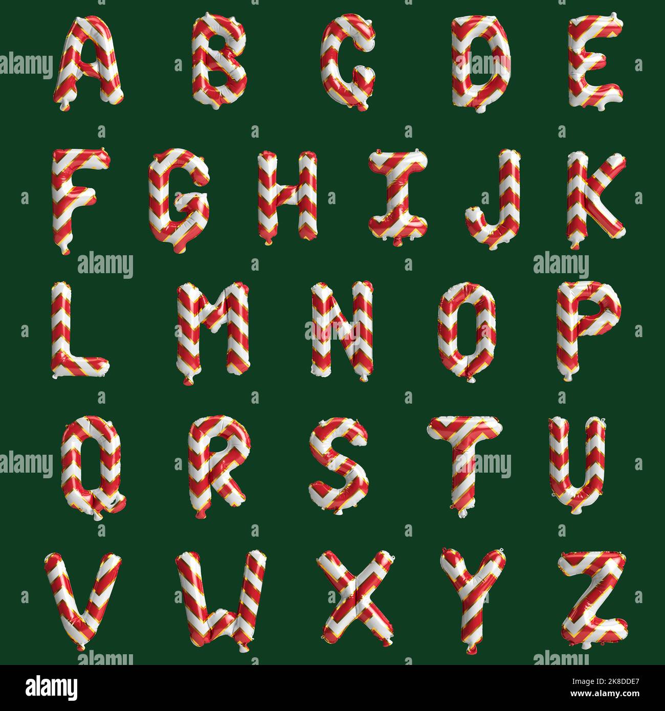3d illustration of alphabet balloons in merry christmas style isolated ...
