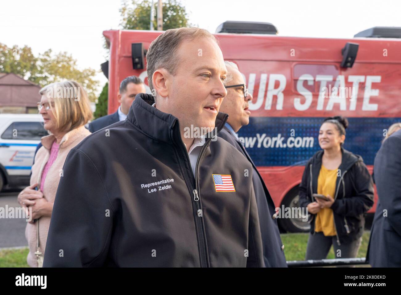 NEW YORK, NEW YORK - OCTOBER 22: Republican Candidate for Governor of New York Congressman Lee ...