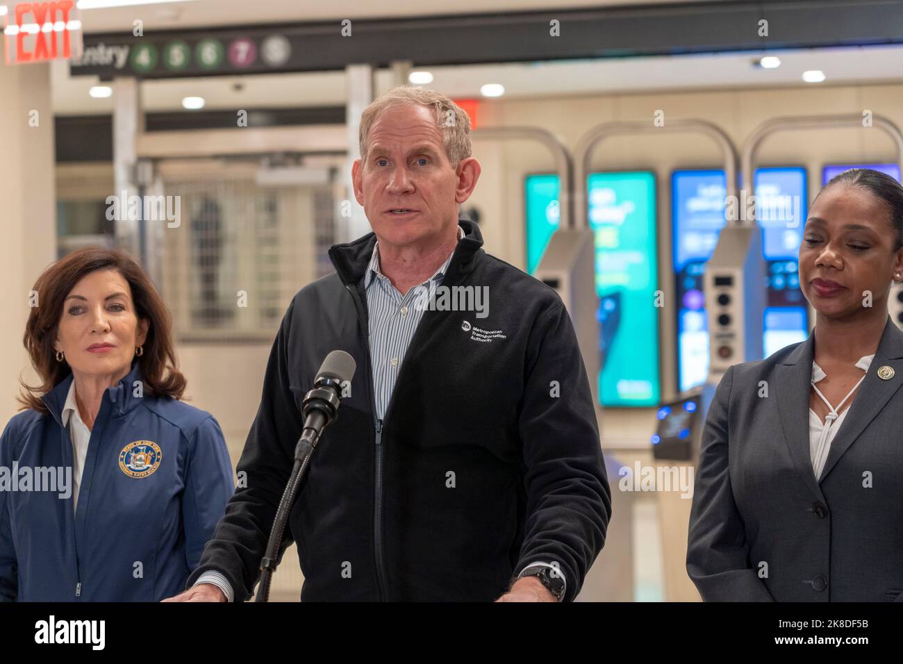 NEW YORK, NEW YORK - OCTOBER 22: MTA Chair and CEO Janno Lieber speaks ...