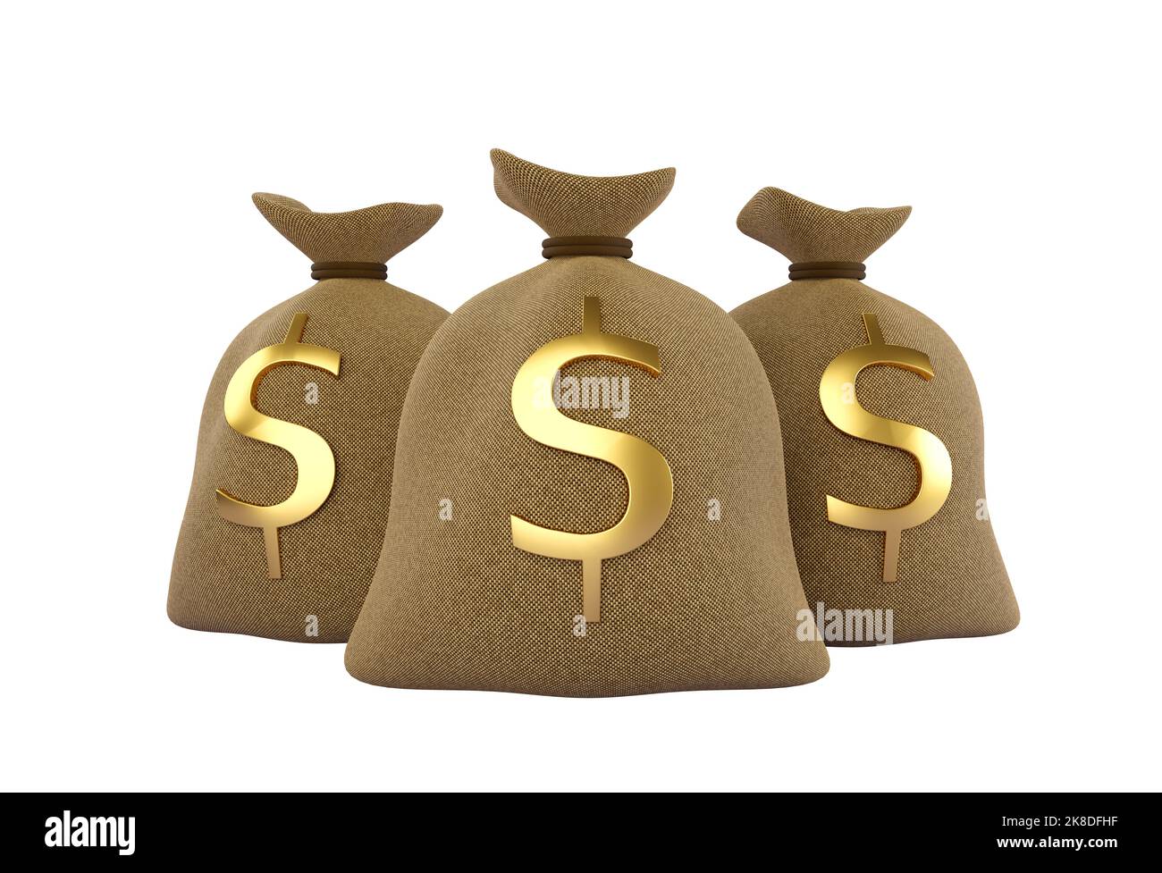 Three 3d Money Bags. Business, saving, money, banking, finance ...