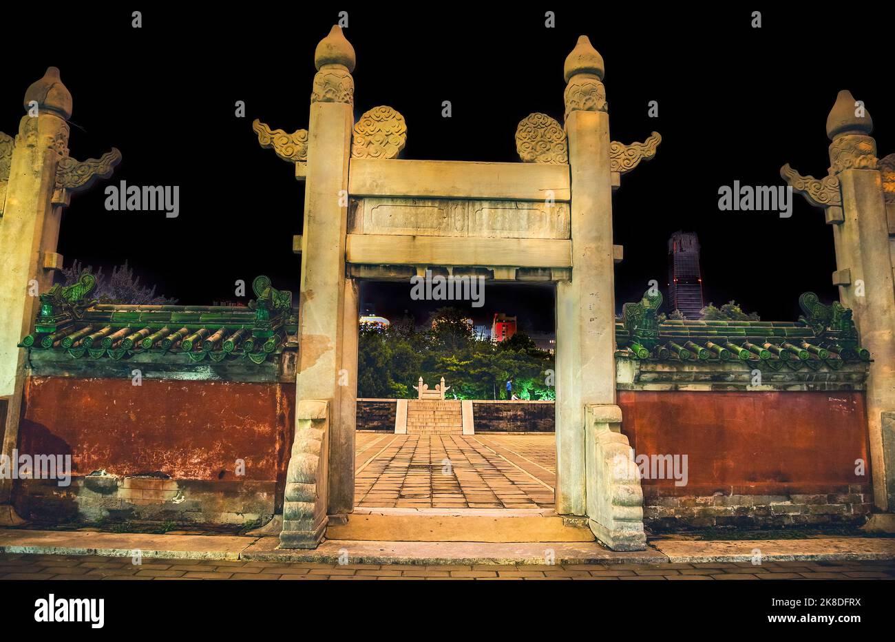 Ancient Stone Altar Circle Night Illuminated Temple of the Sun Beijing ...