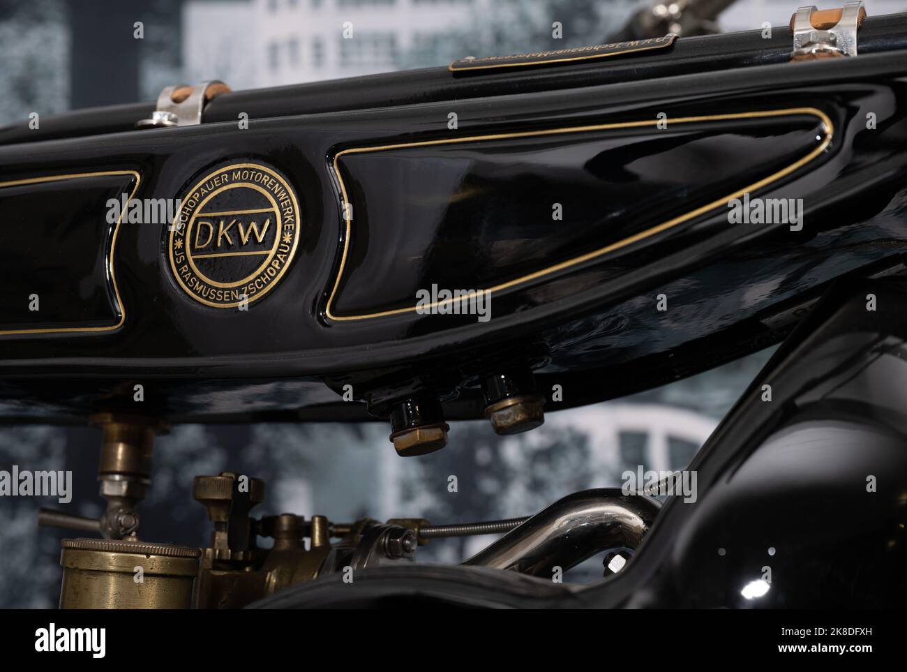 PRODUCTION - 04 October 2022, Saxony, Chemnitz: The DKW brand name is ...