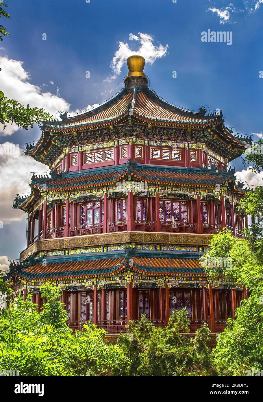 Colorful Ornate Longevity Hill Tower Buddha Fragrance Summer Palace ...