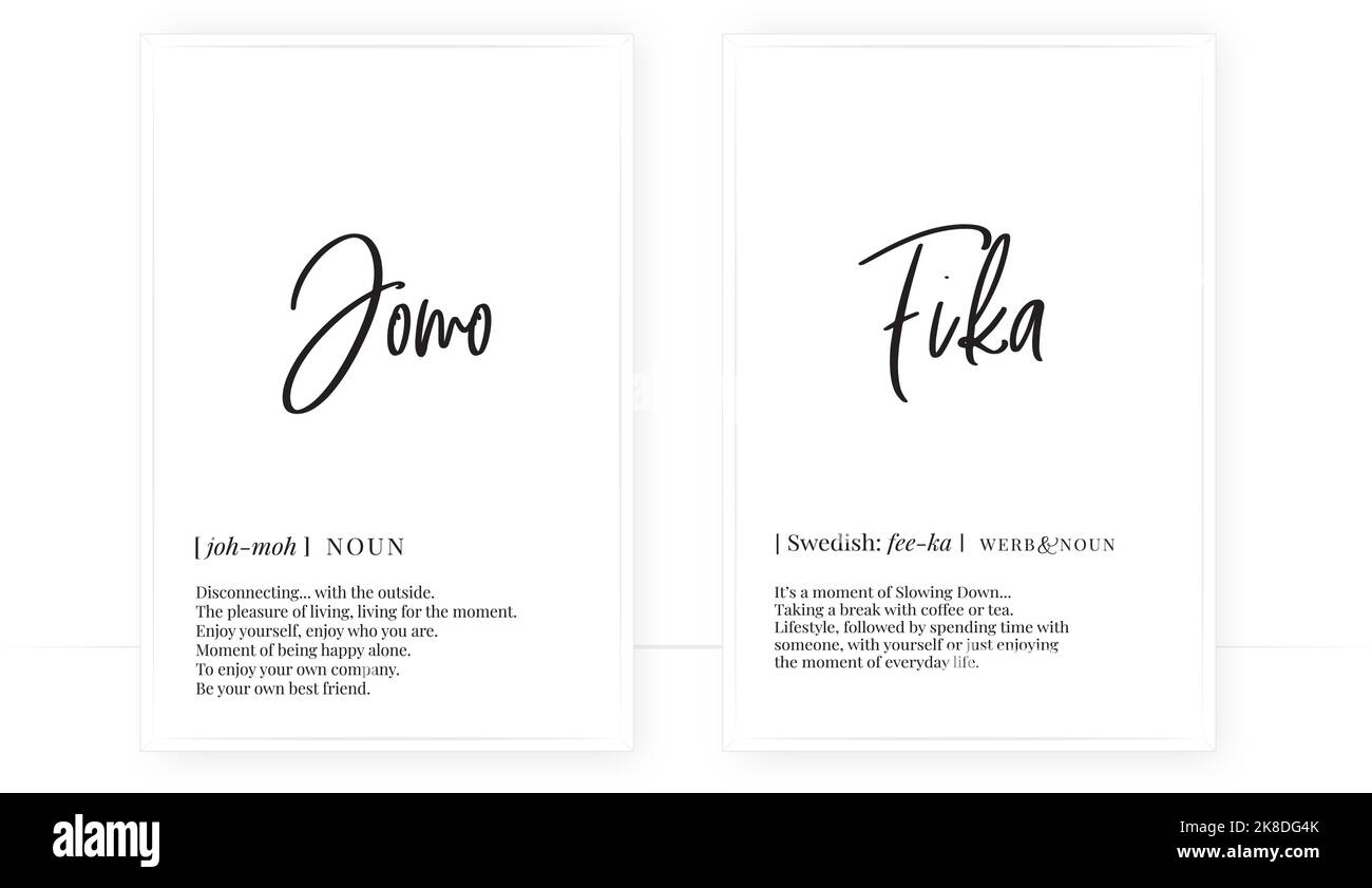 Fika and jomo definition, Minimalist Wording Design, Wall Decor, Wall ...