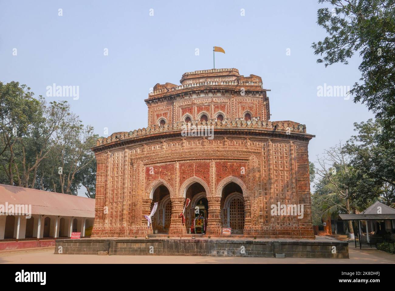 Front view of beautiful Kantaji aka Kantajew medieval terracotta hindu ...