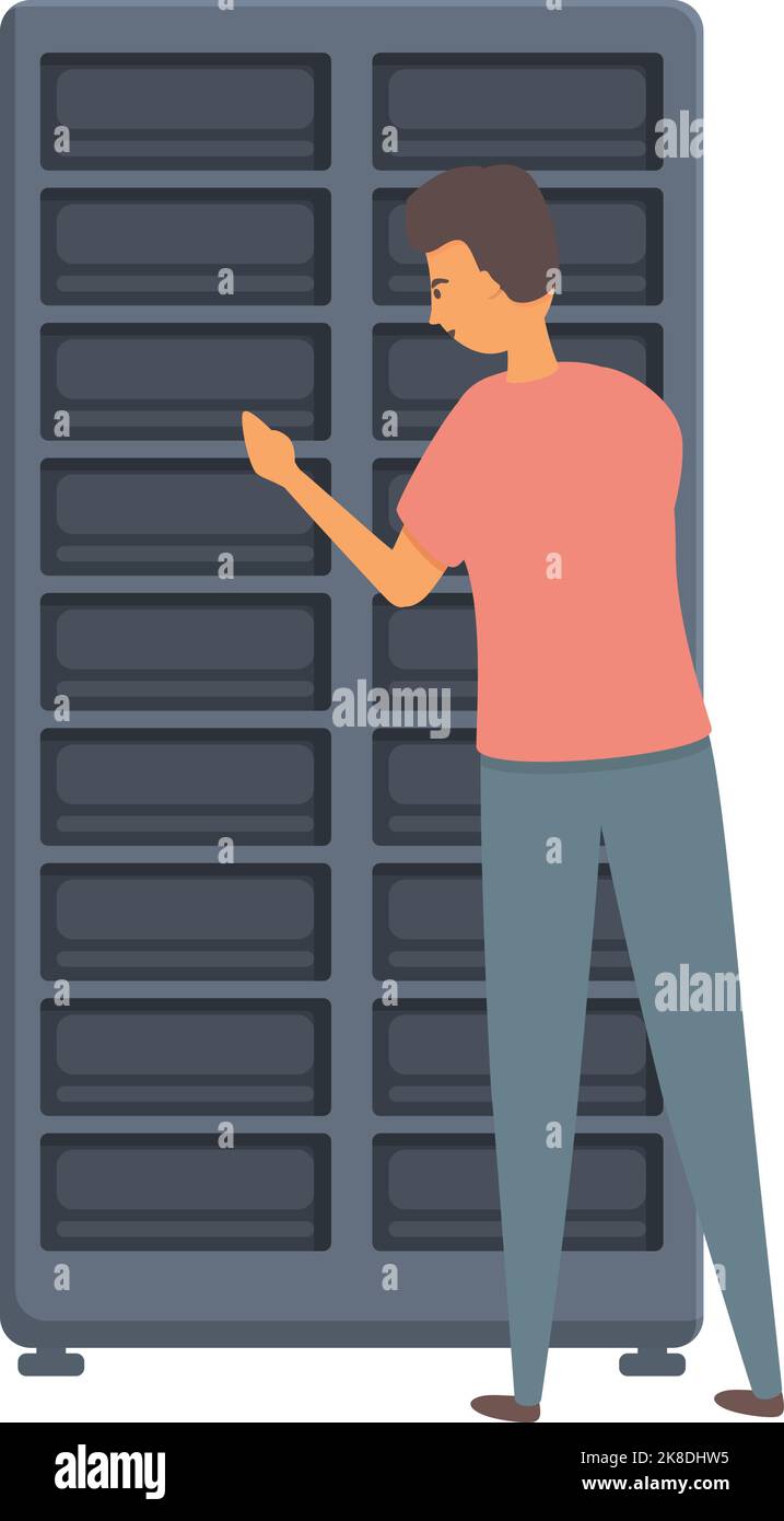Cloud server icon cartoon vector. Datacenter room. Repair data Stock ...