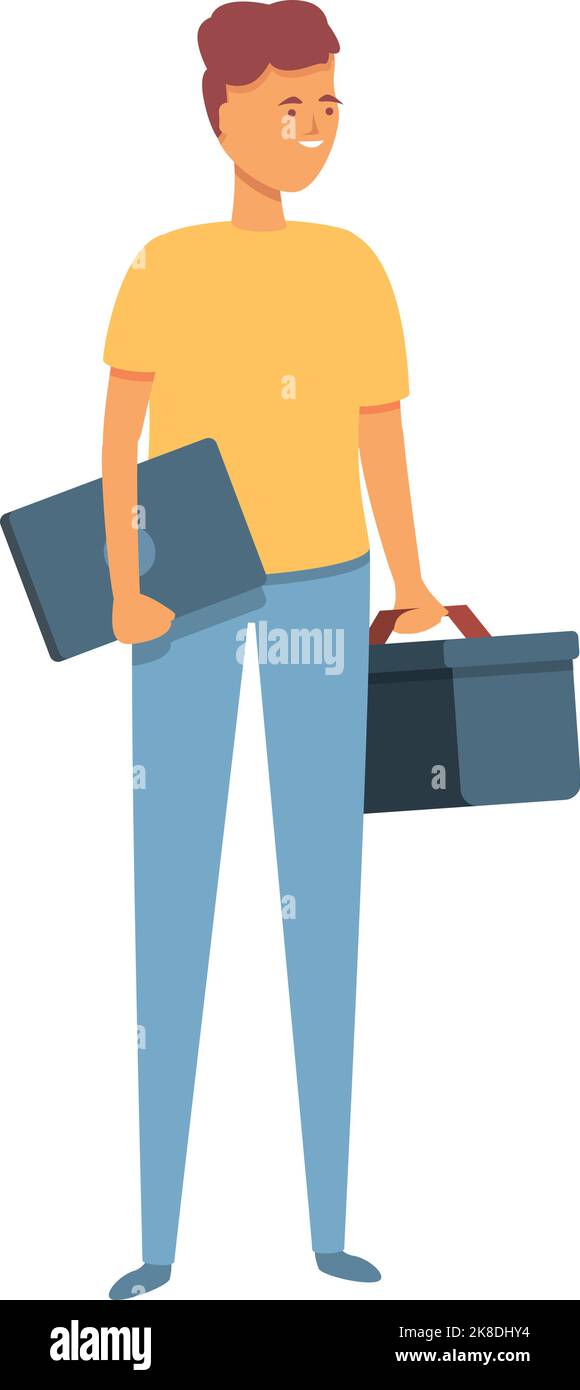 Young engineer icon cartoon vector. System computer. Server datacenter ...