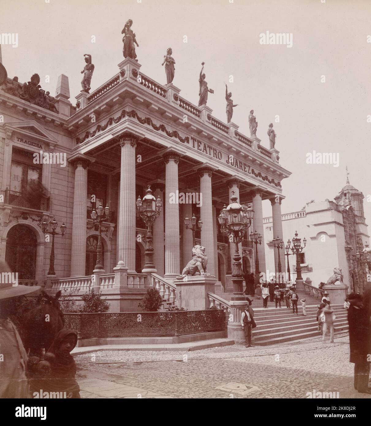 Vintage black and white photograph of the Teatro Juarez theatre in ...