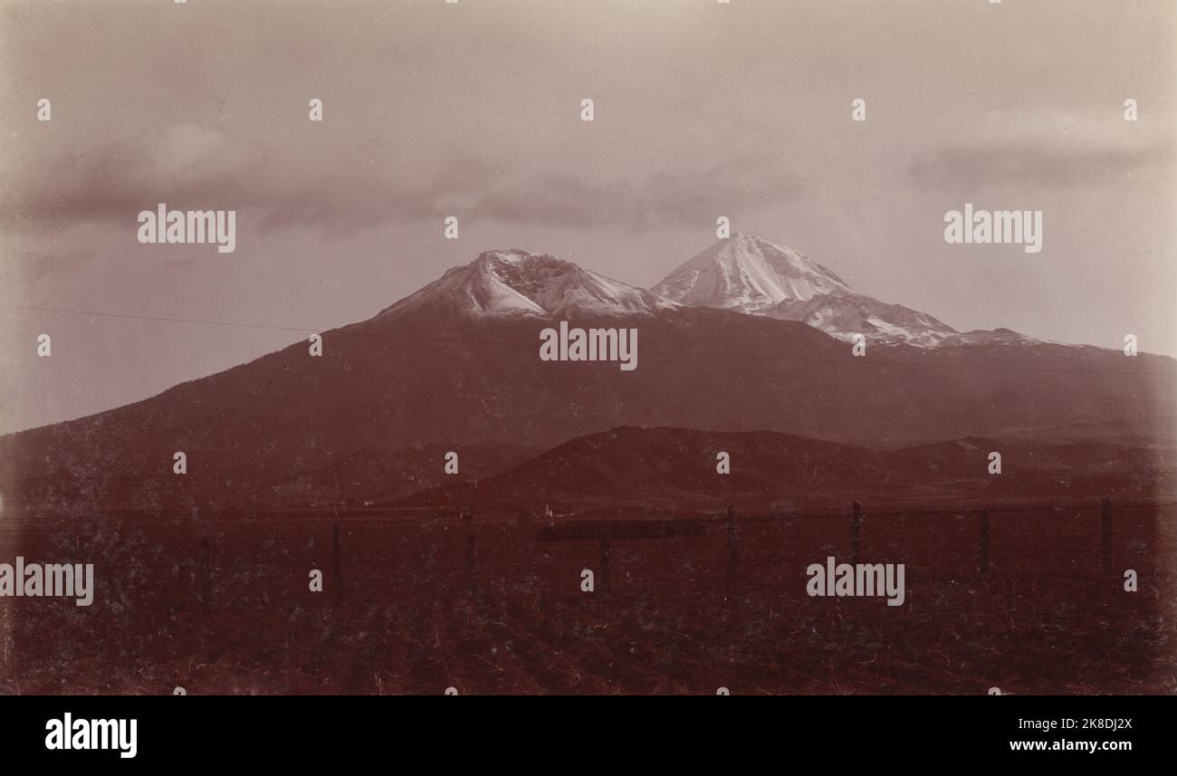 Vintage black and white photograph of Pico de Orizaba volcano in ...