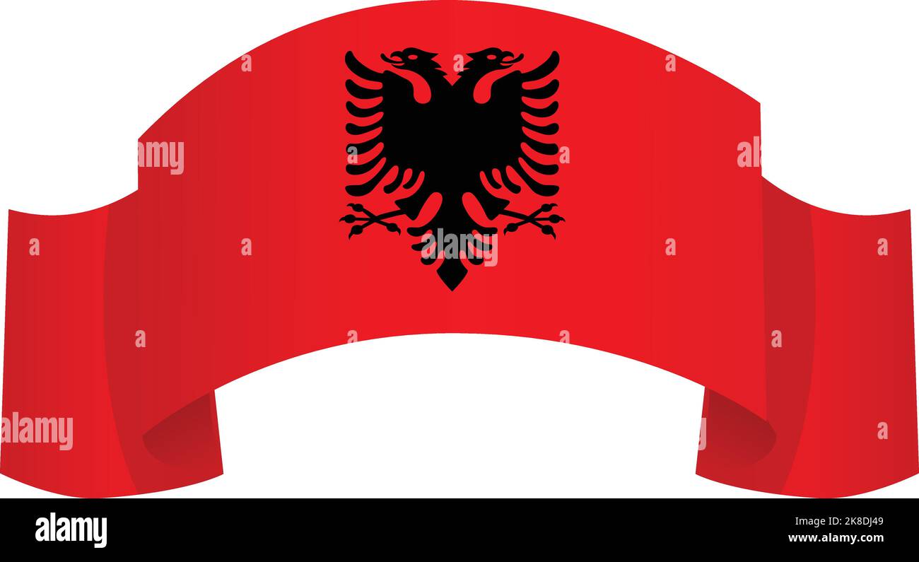 Albania ribbon emblem icon cartoon vector. Map eagle. Tower area Stock ...