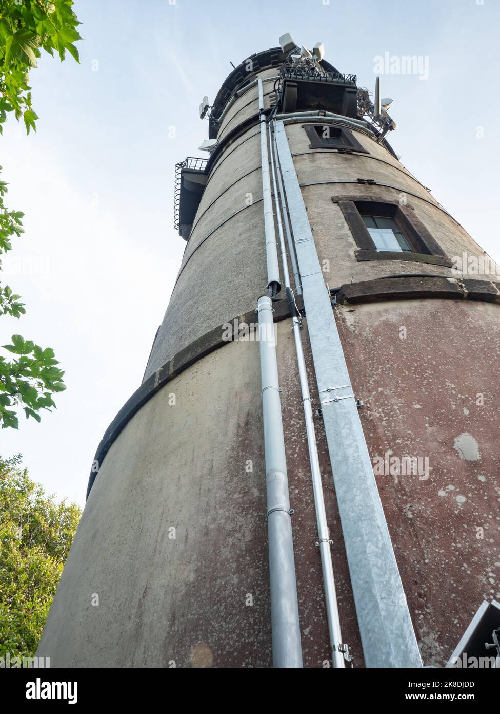 Old stony lookout tower on northen peak of Hochwald mountain, Lusitian ...