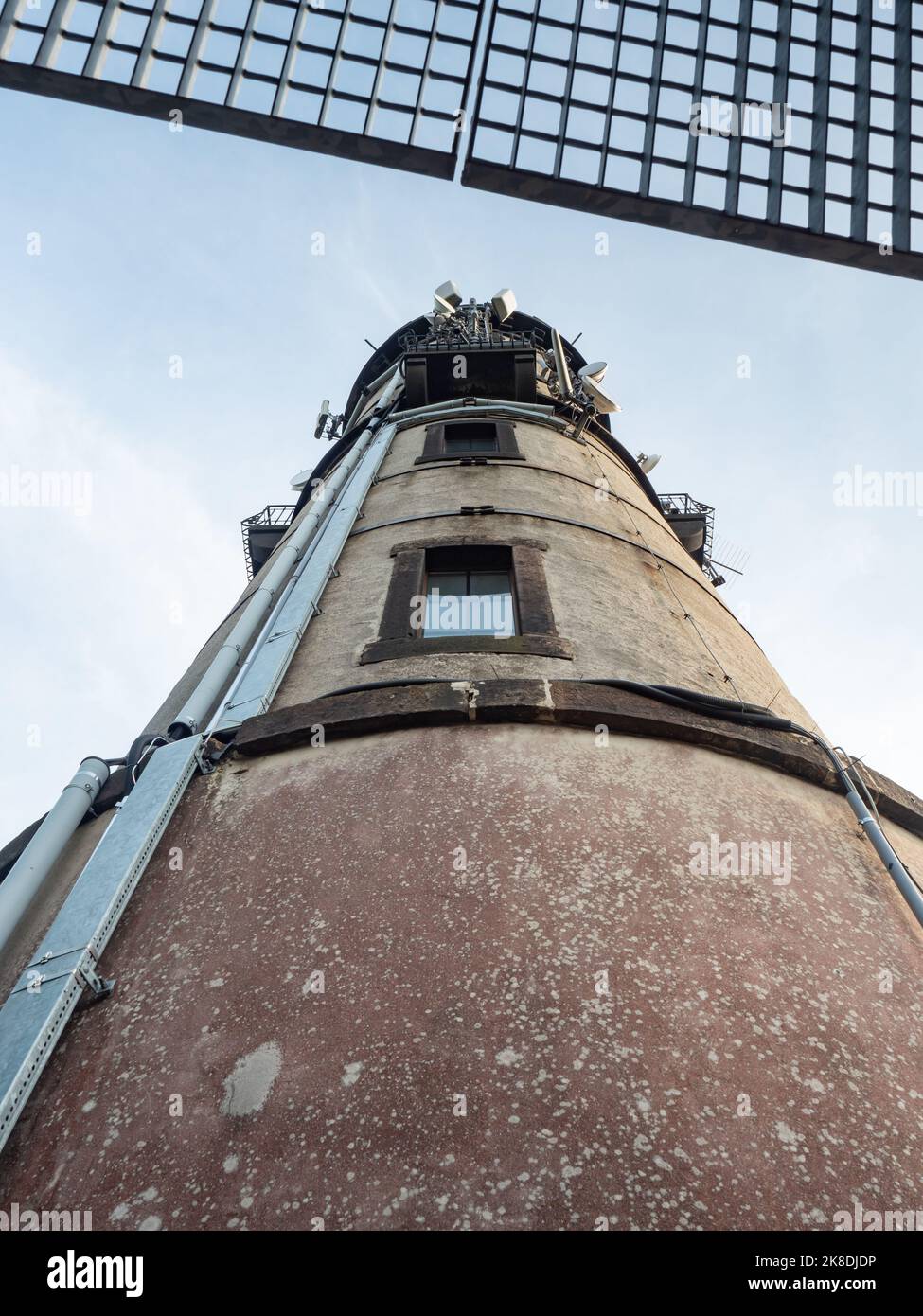 Old stony lookout tower on northen peak of Hochwald mountain, Lusitian ...