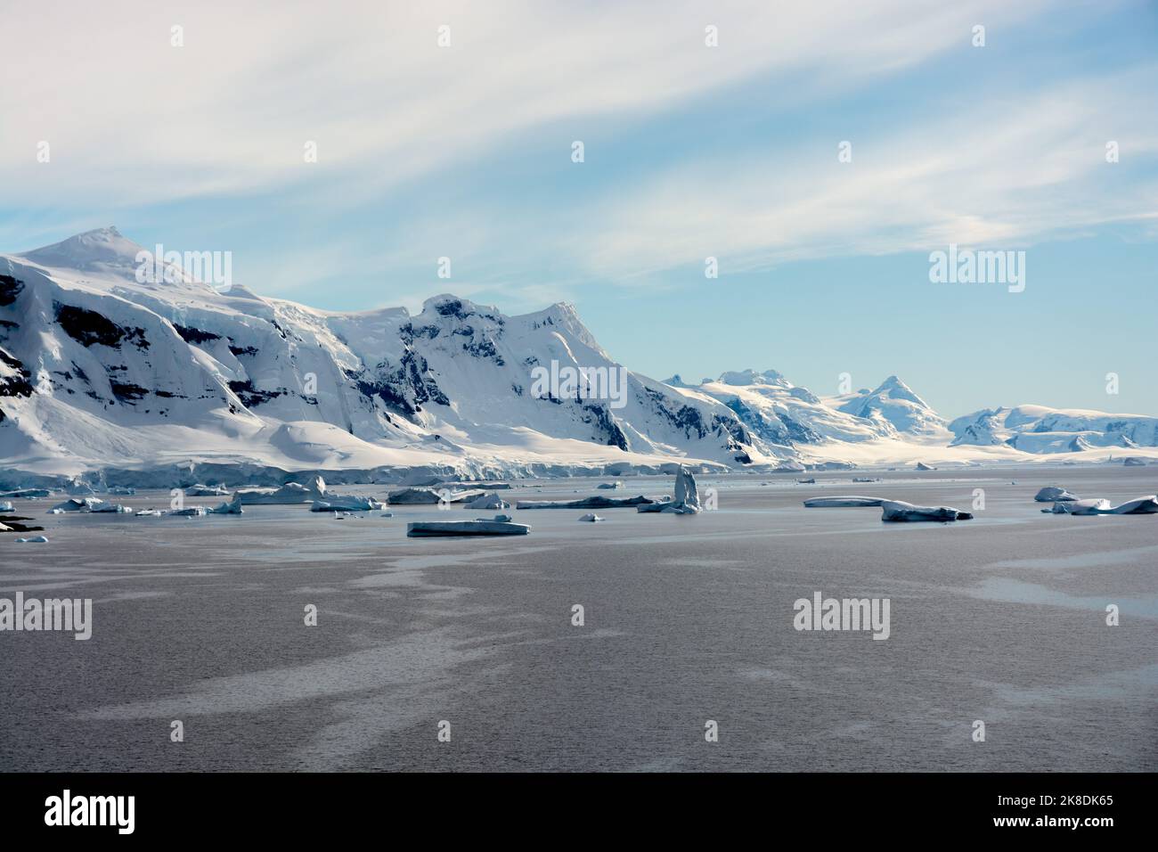 icebergs in gerlache strait near entrance to neumayer channel. looking ...
