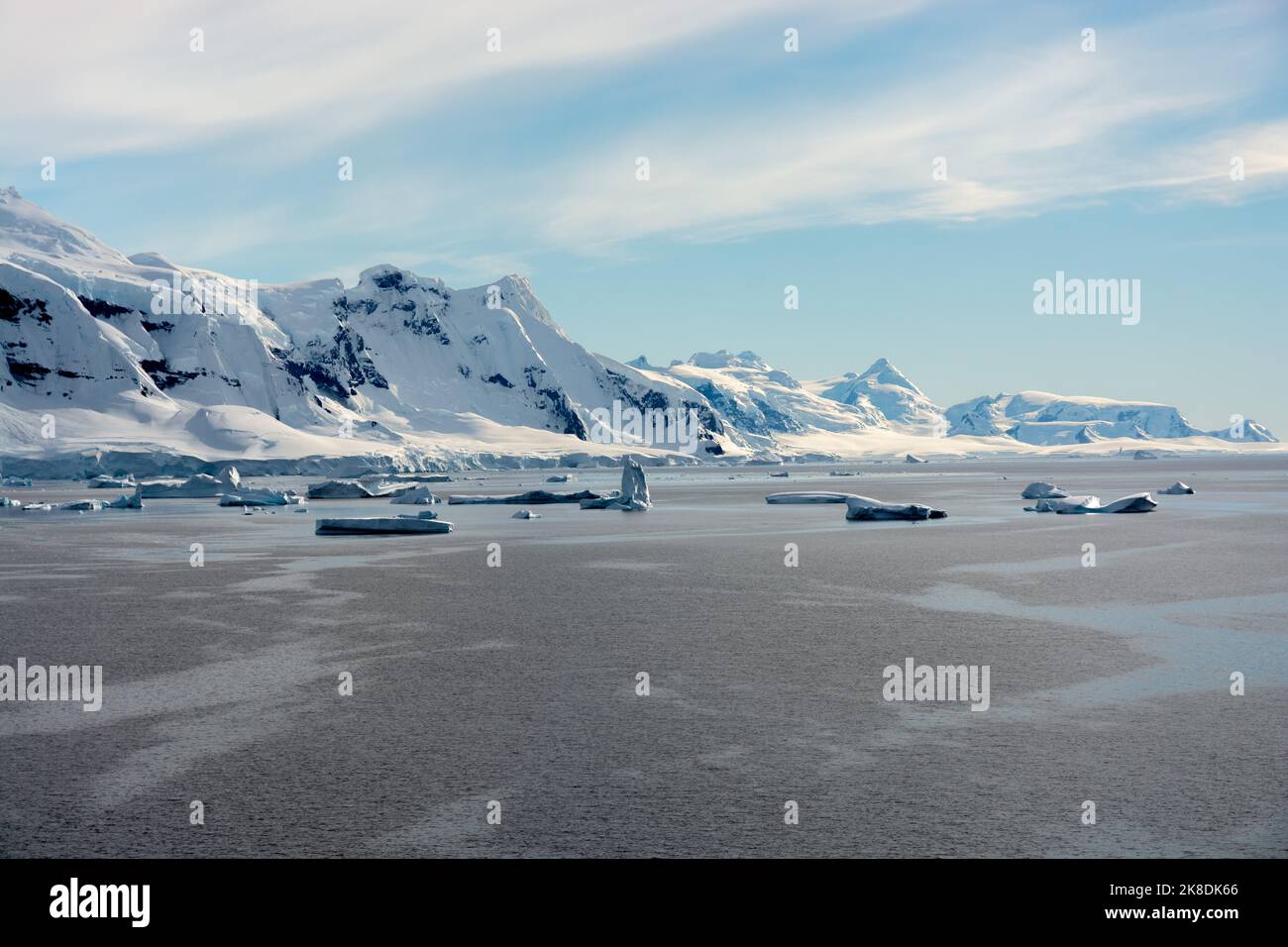 icebergs in gerlache strait near entrance to neumayer channel. looking ...