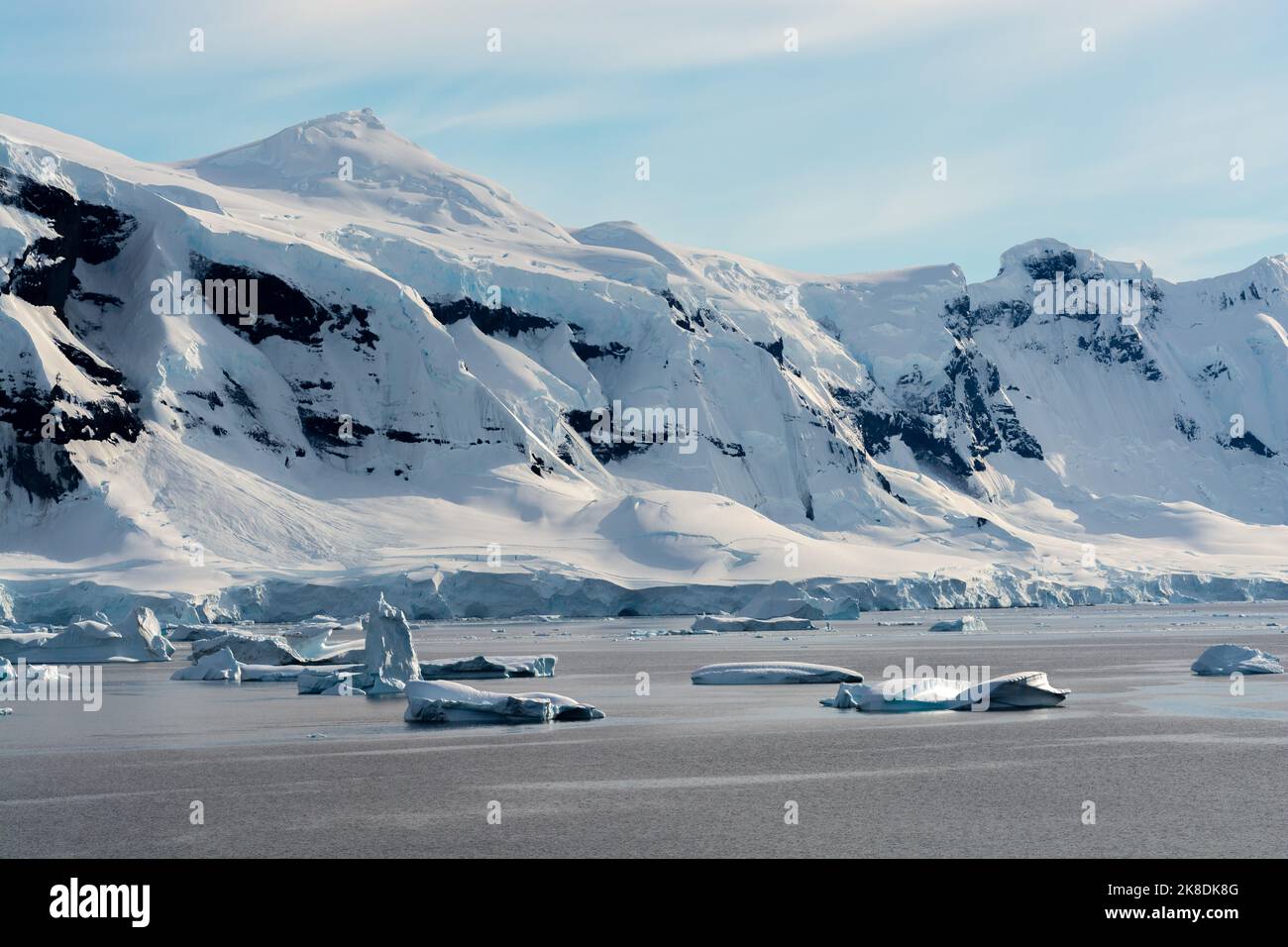 icebergs in gerlache strait near entrance to neumayer channel. looking ...
