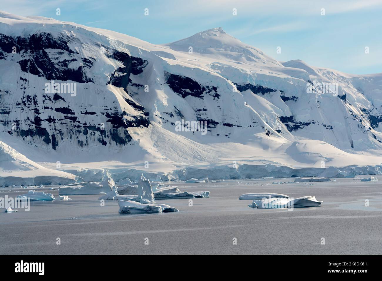 icebergs in gerlache strait near entrance to neumayer channel. looking ...