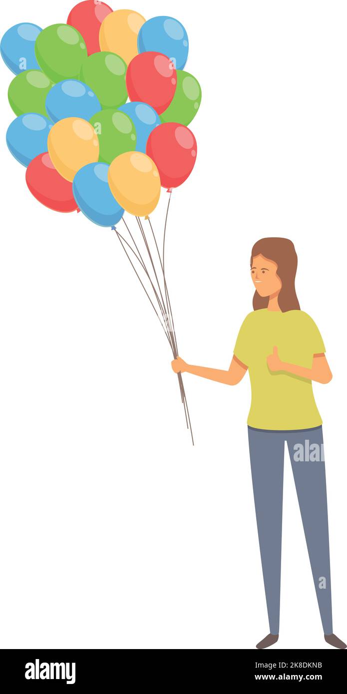 Woman seller balloon icon cartoon vector. Street selling. Happy vendor ...