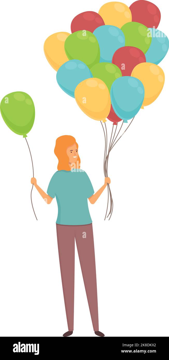 Sell green balloon icon cartoon vector. Street seller. Happy shop Stock ...