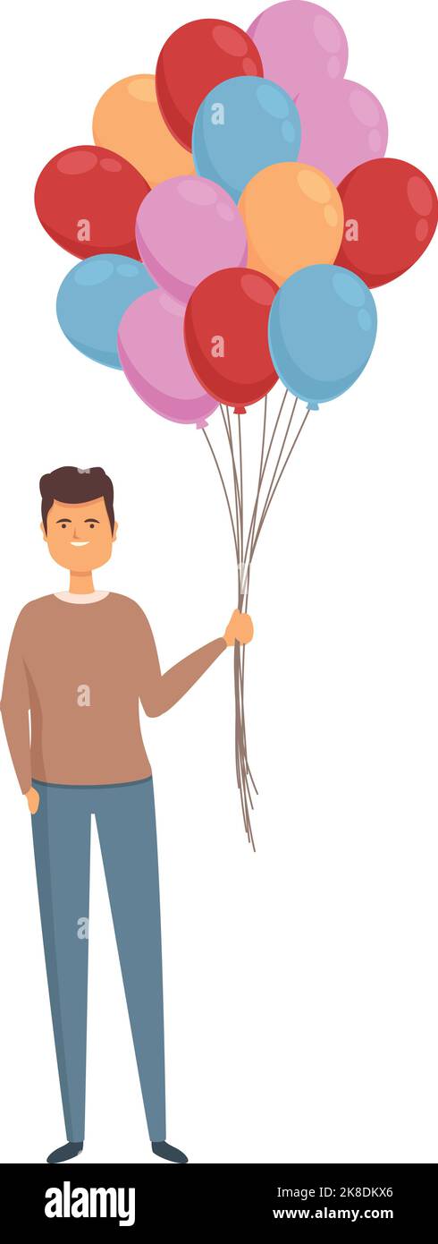 Balloon seller worker icon cartoon vector. Street man. Sell happy Stock ...