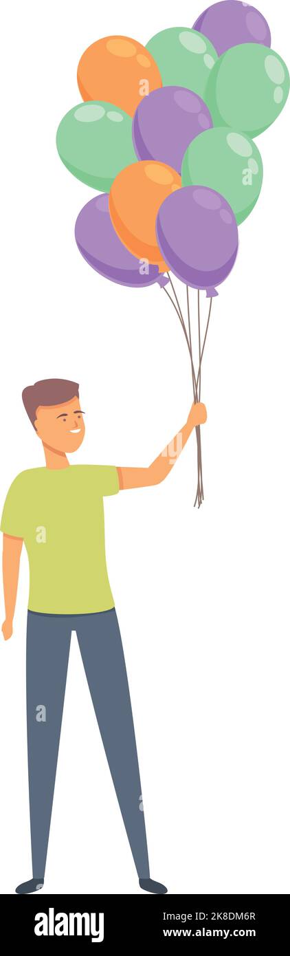 Helium balloon selling icon cartoon vector. Street seller. Garden shop ...