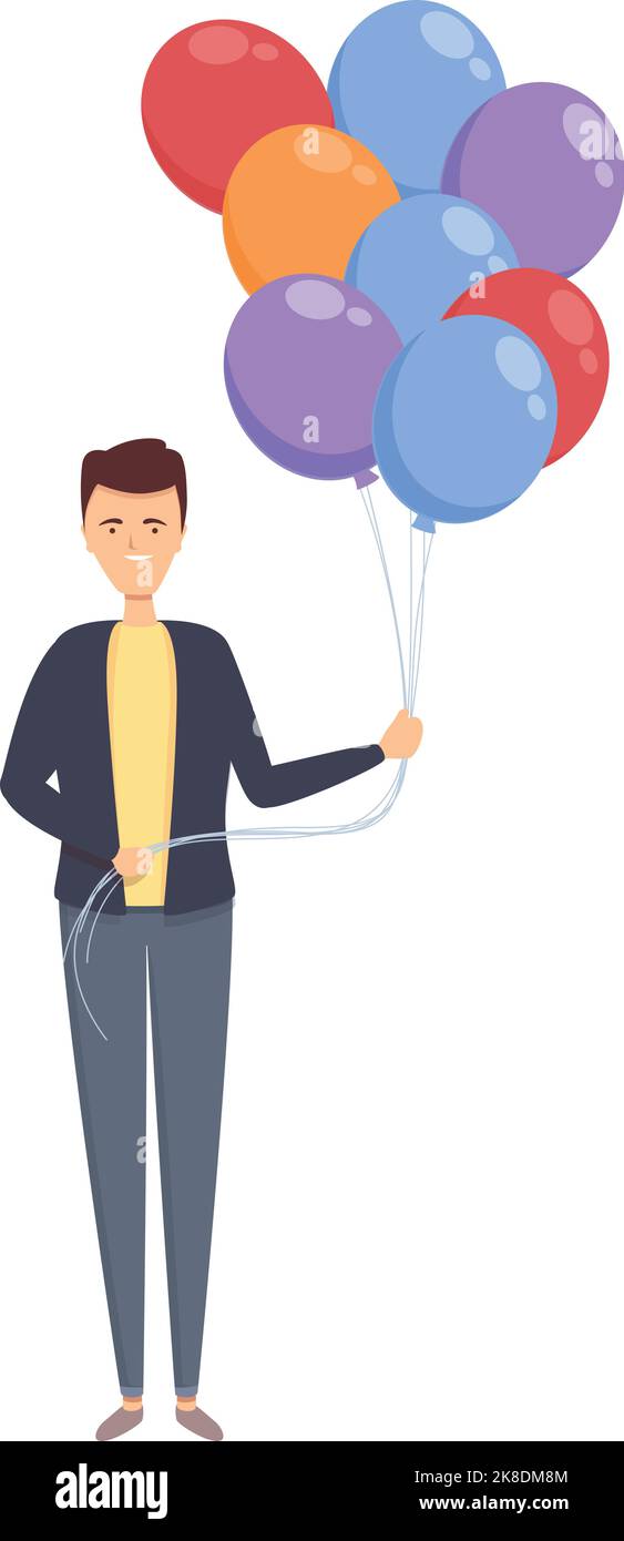 Cute balloon seller icon cartoon vector. Street man. Sell performer ...