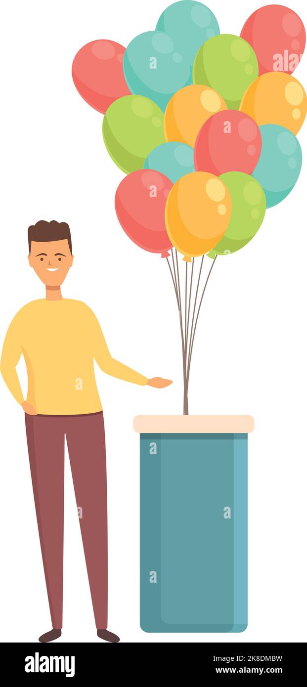 Stand balloon seller icon cartoon vector. Street salesman. Sell vendor ...