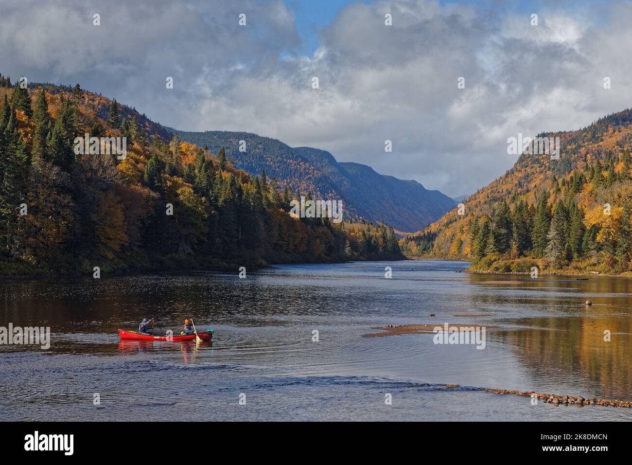 Canoeing on the Jacques-Cartier river in the National Park, Quebec ...