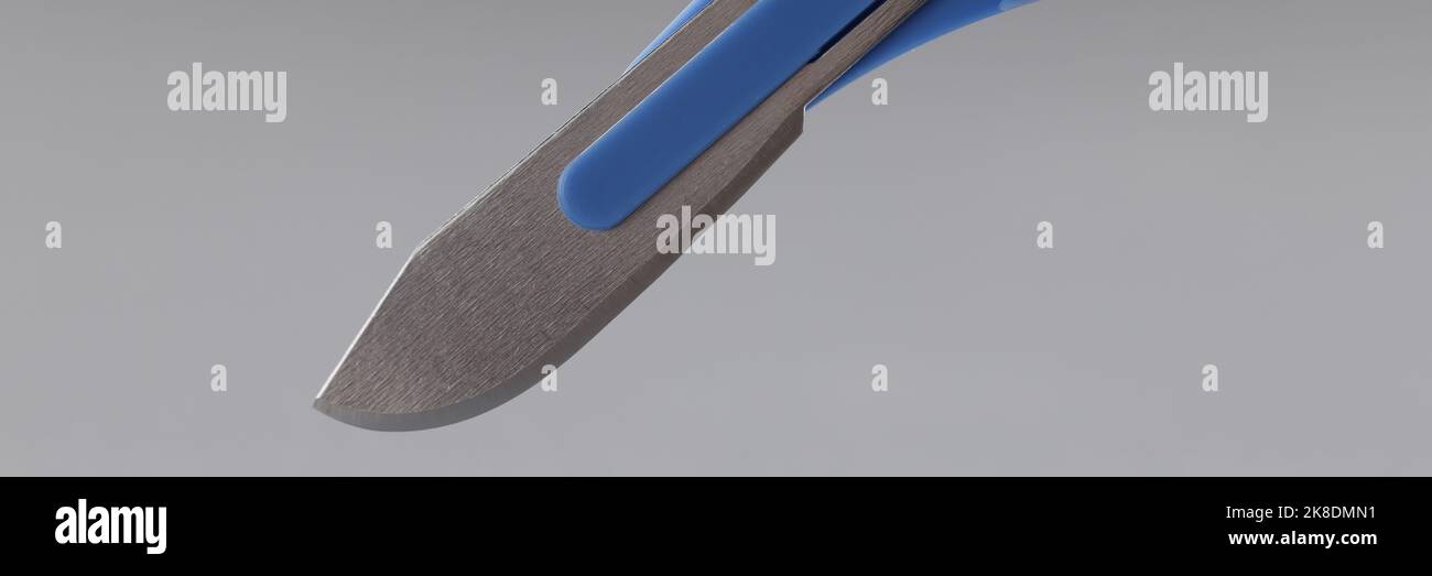 Retractable pocket sized box cutter, sharp instrument in blue colour ...