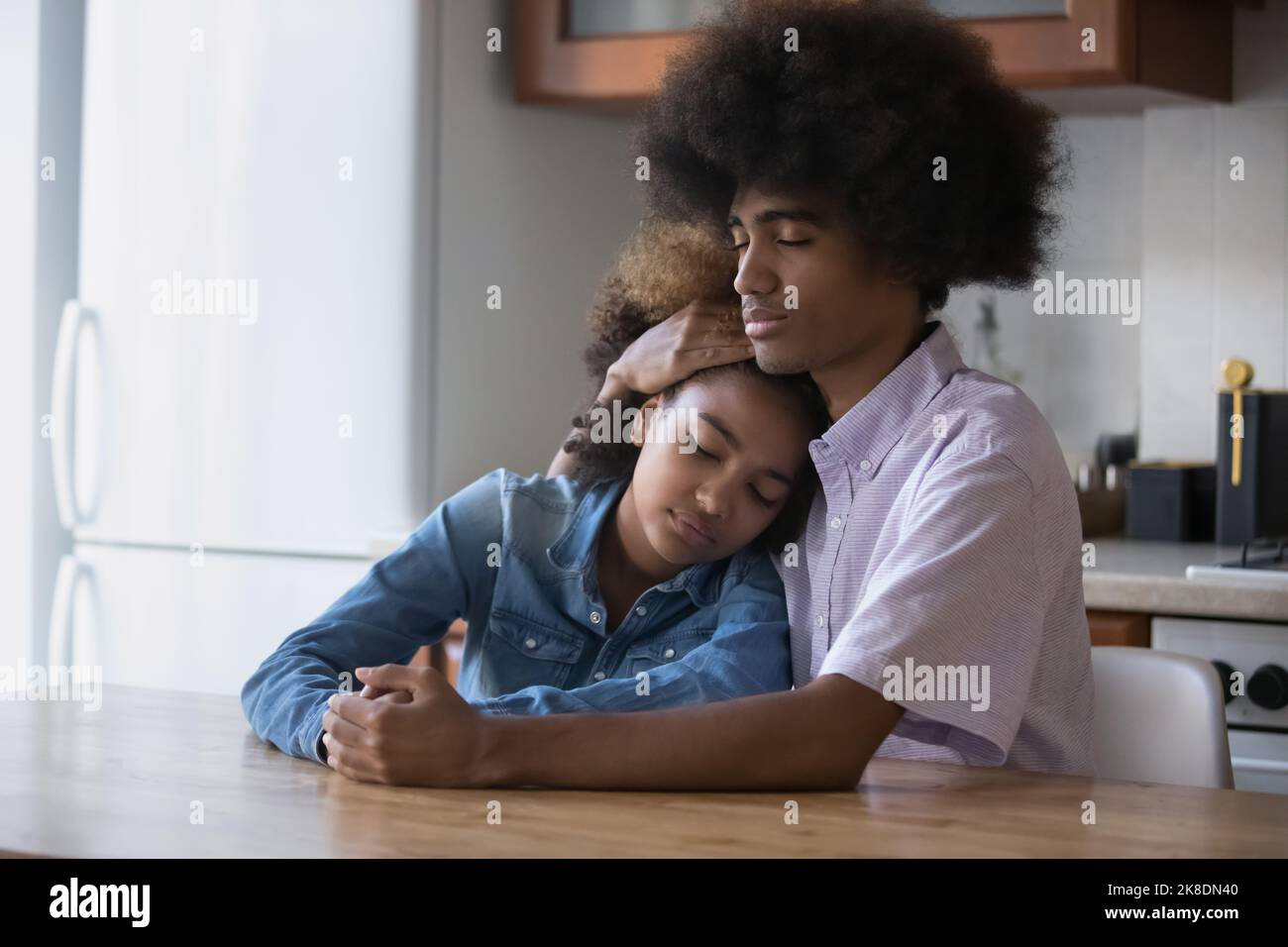 Brother calms younger sister express sympathy, gives psychological ...